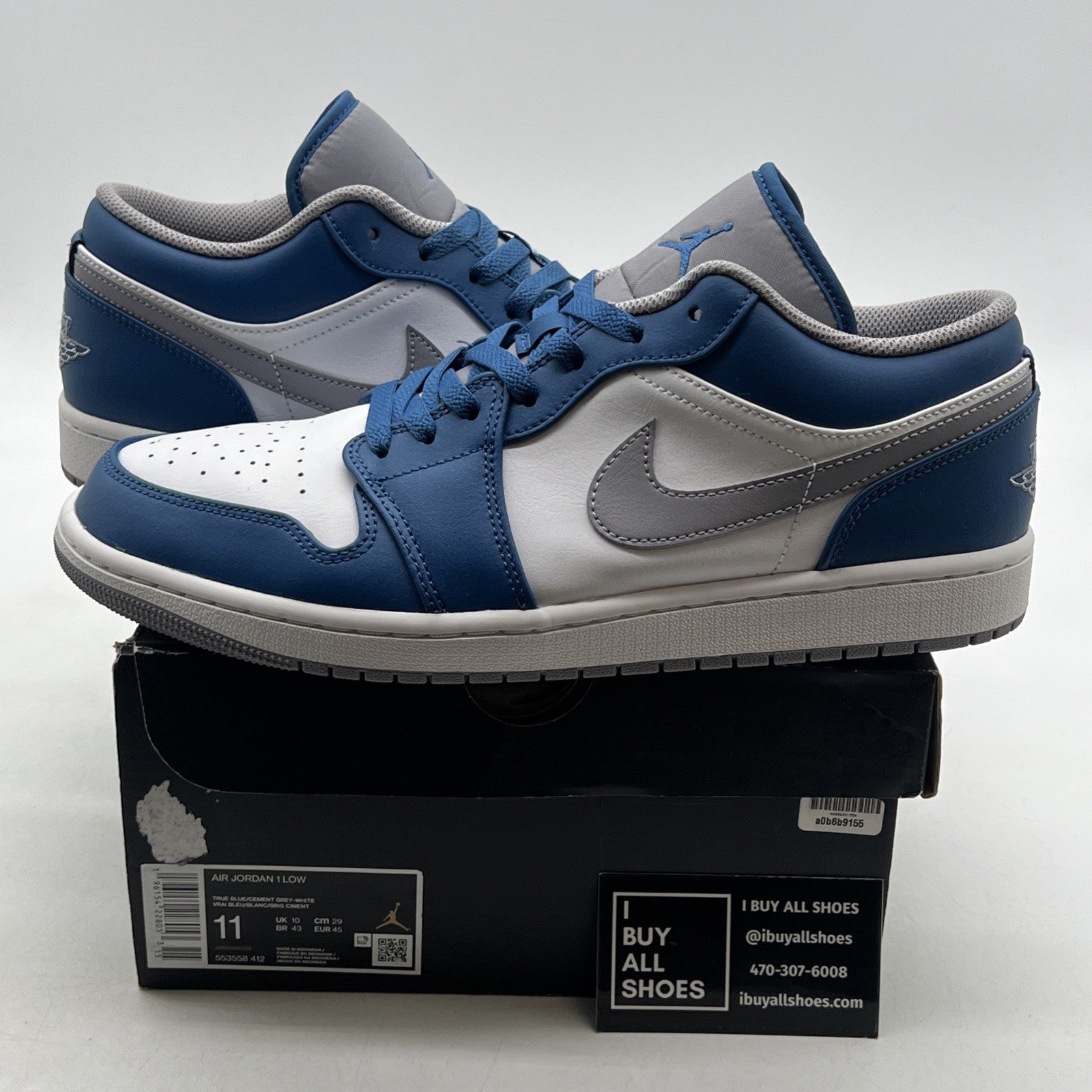 Size 11 - Air Jordan 1 Low True Blue Cement (553558-412) – I Buy All Shoes